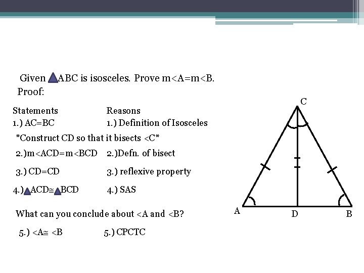 Warmup Which is the correct definition of isosceles