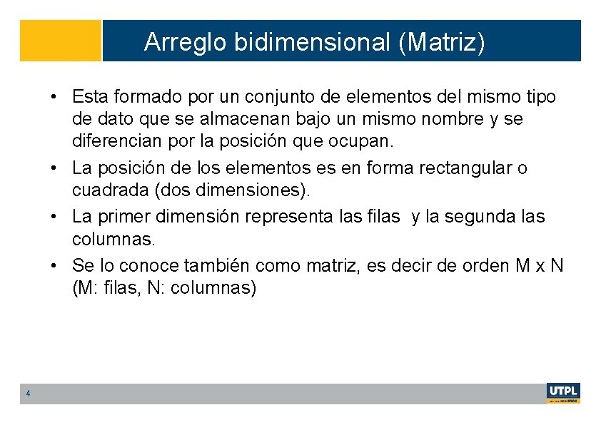 1 FUNDAMENTOS DE PROGRAMACIN CAPTULO 5 MATRICES Ing