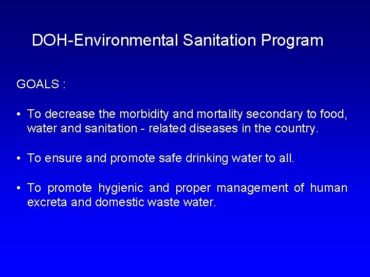 Sanitation and Health NEGROS WATER SUMMIT February 27