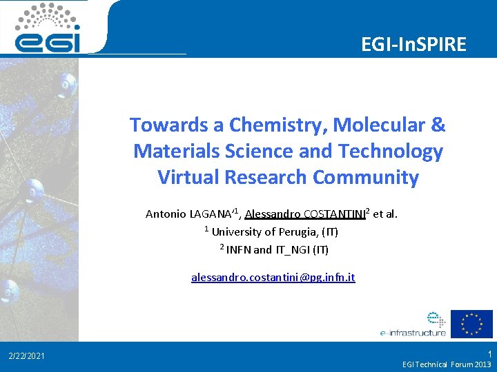EGIIn SPIRE Towards a Chemistry Molecular Materials Science