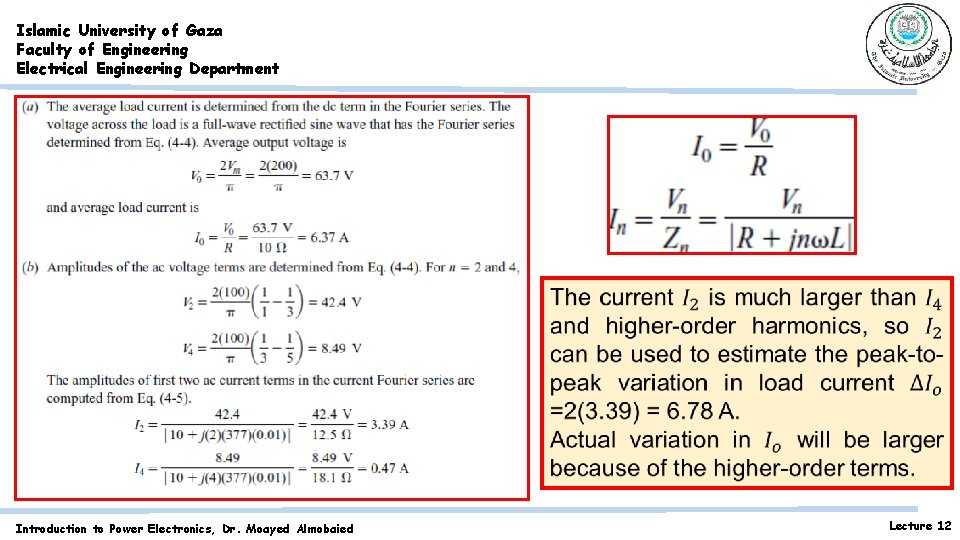Islamic University of Gaza Faculty of Engineering Electrical