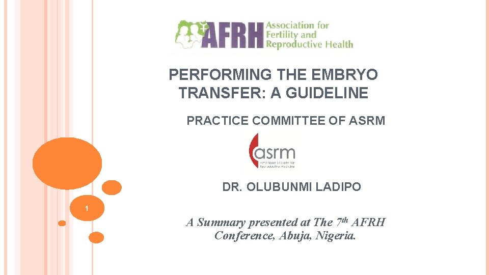 PERFORMING THE EMBRYO TRANSFER A GUIDELINE PRACTICE COMMITTEE