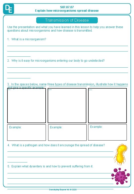 S 07 07 Explain how microorganisms spread disease