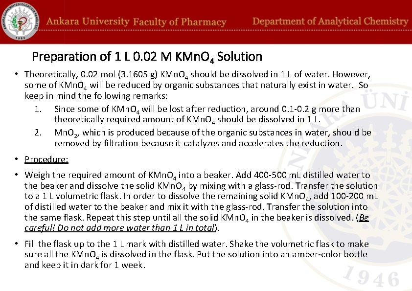 Redox Titrations Permanganometry Redox Titrations and Permanganometry KMn