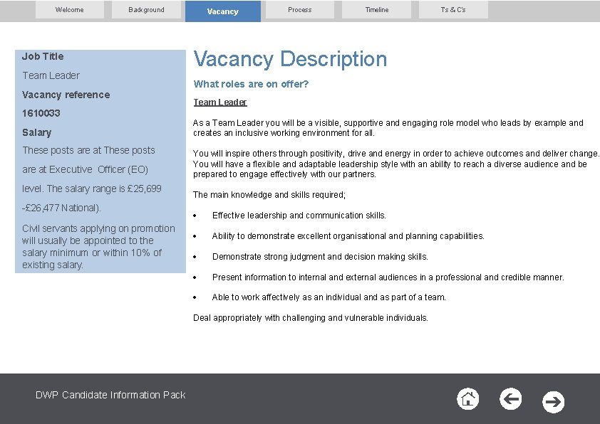 DWP Candidate Pack Job Role Executive Officer DWP