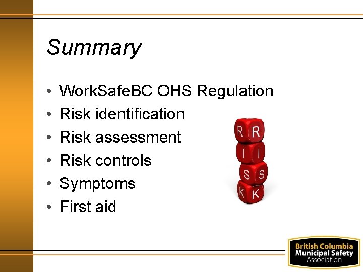 Cold Stress Training Objectives By the end of