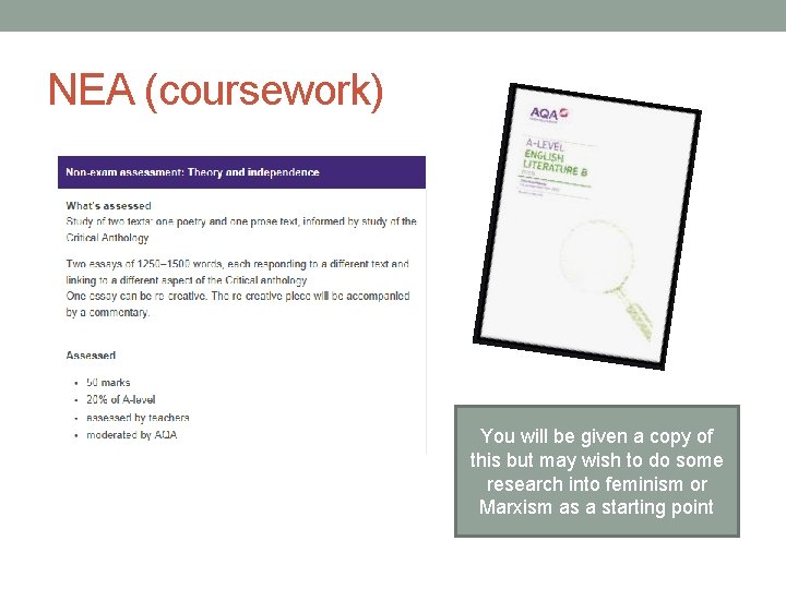 Welcome to English Literature A Level Why choose