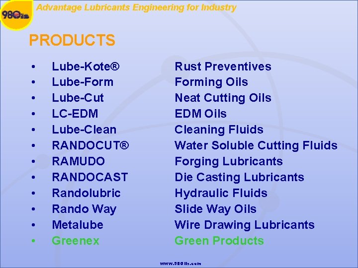 Advantage Lubricants Engineering for Industry Company Profile CHSASIA