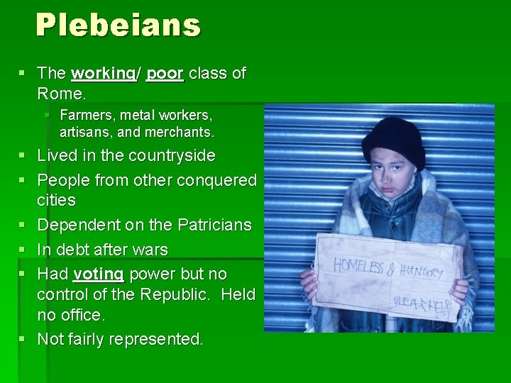 The Patricians Vs The Plebeians Patricians Referred to