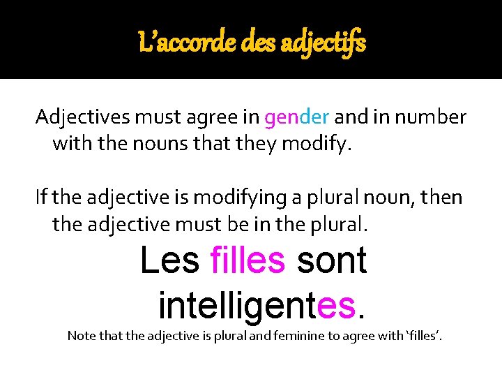 Chapitre 2 Le Pluriel Laccorde des noms adjectifs
