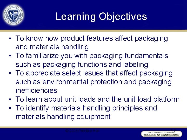 Chapter 11 Packaging and Materials Handling Learning Objectives