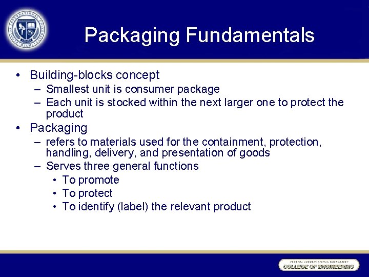 Chapter 11 Packaging and Materials Handling Learning Objectives