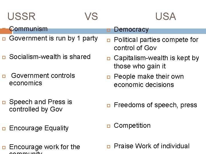 USSR VS USA Communism Government is run by