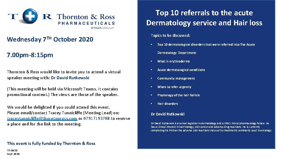 Top 10 referrals to the acute Dermatology service