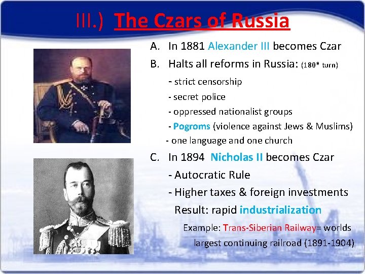 Russia Reform and Revolution 1815 to 1910 I