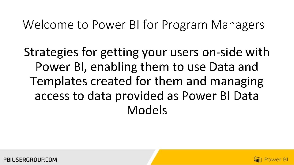Welcome Power BI User Group PUG London Power