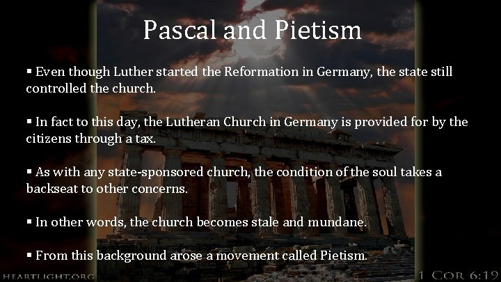 History of the Church II Week Eight Pascal