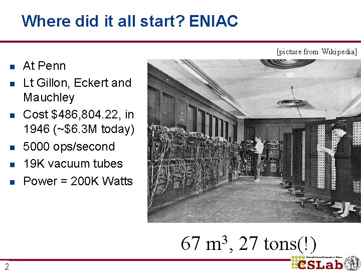 Where did it all start ENIAC picture from