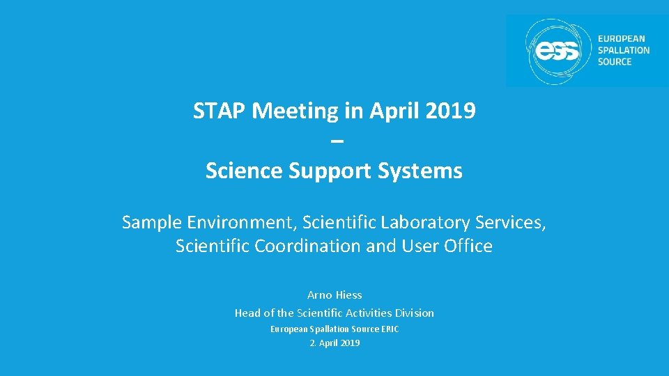 STAP Meeting in April 2019 Science Support Systems