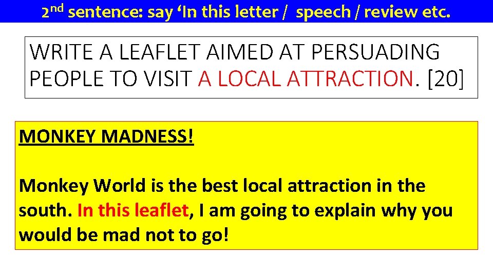 PAPER 2 WRITING THE LEAFLET 1 Letter WRITING