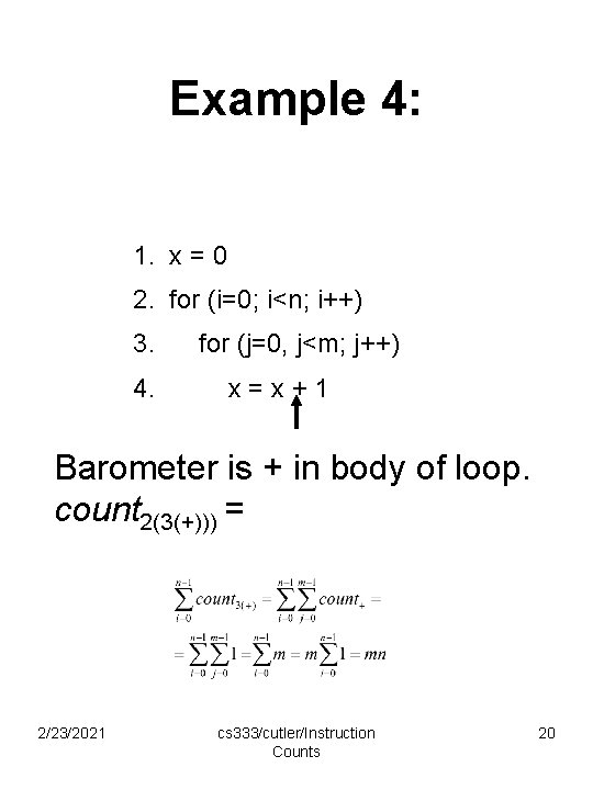 Topics Instruction count for statements Methods Examples 2232021