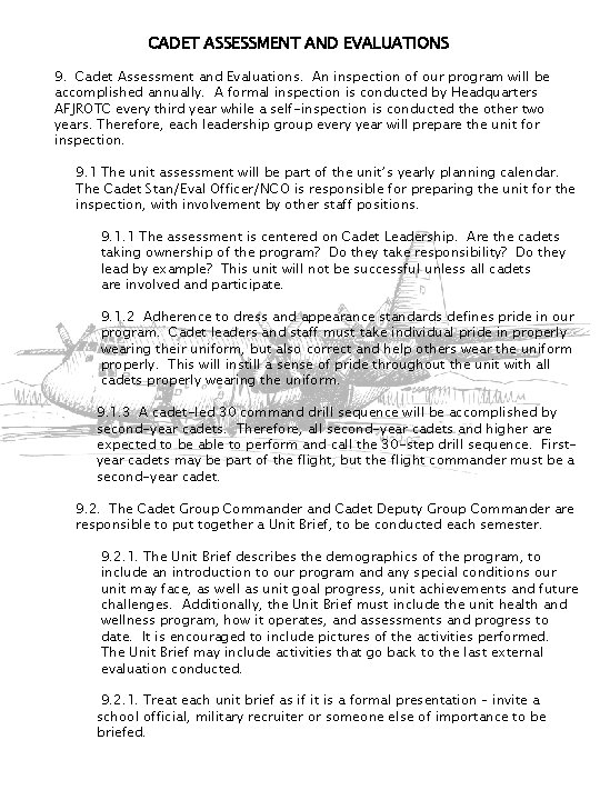 CADET ASSESSMENT AND EVALUATIONS 9 Cadet Assessment and