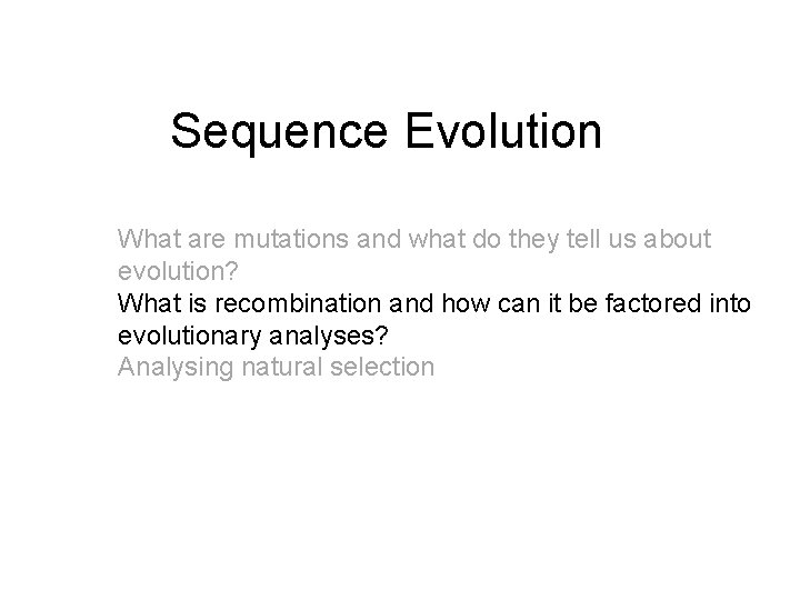 Sequence Evolution What are mutations and what do