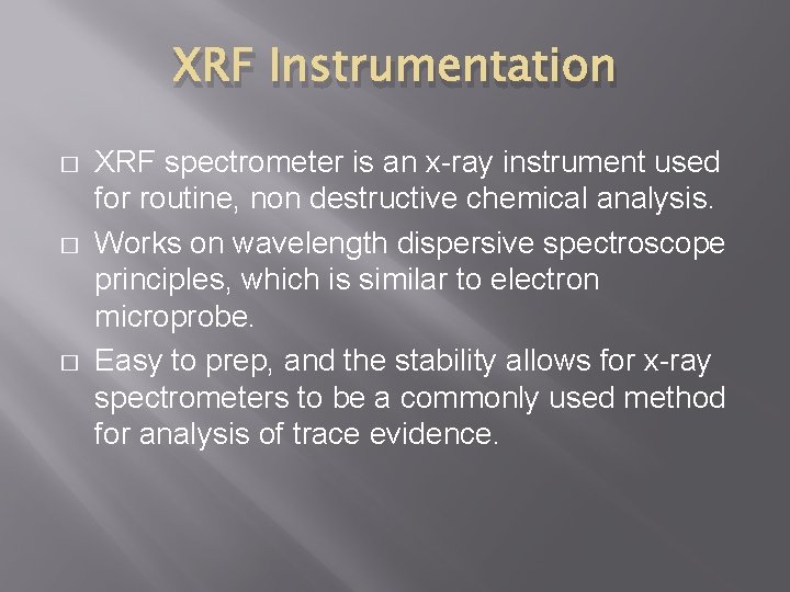 Example of the output produced by XRF Spectrum