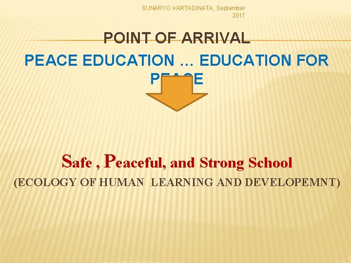 DEVELOPING A CULTURE OF PEACE IN SCHOOL SETTING