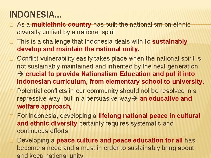 DEVELOPING A CULTURE OF PEACE IN SCHOOL SETTING