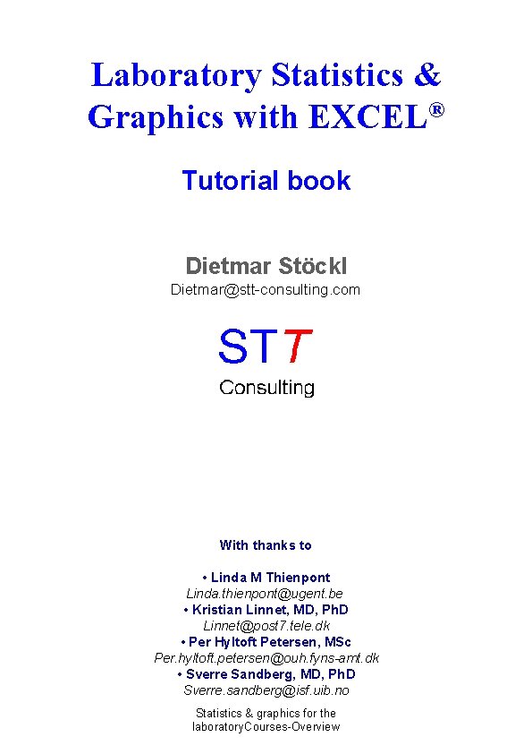Laboratory Statistics Graphics with EXCEL Tutorial book Dietmar