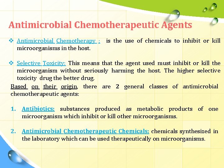Antimicrobial Chemotherapy to Control Microorganisms 2013 2014 LOGO