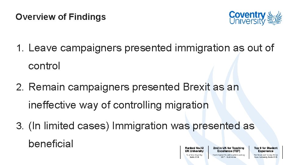 Take back control of our borders The role