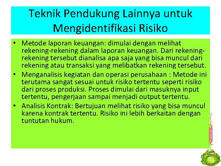 Manajemen Risiko Identifikasi dan Pengukuran Risiko Identifikasi dan