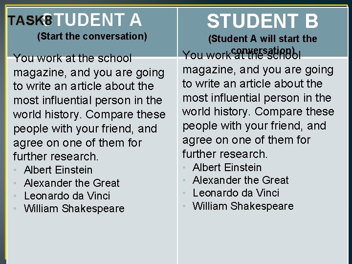 TING STUDY PACK IV Speaking Tasks TASK 1