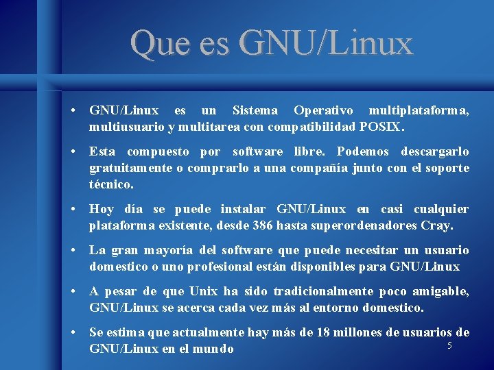 Curso de Introduccin a GNULinux Indice del Curso