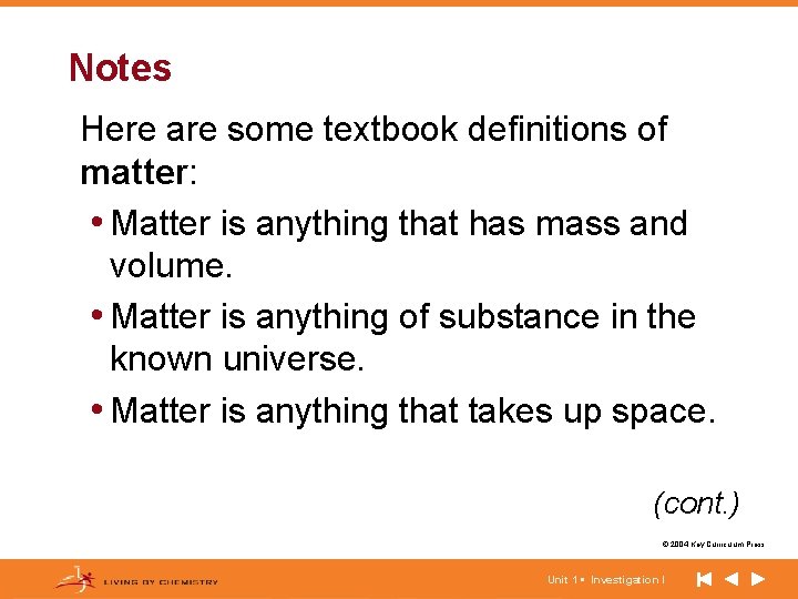 Alchemy Unit Investigation I Defining Matter Lesson 1