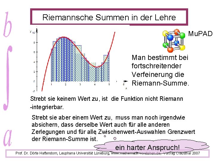 Bernhard Riemann und sein Integral Prof Dr Drte