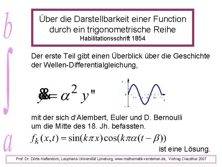 Bernhard Riemann und sein Integral Prof Dr Drte
