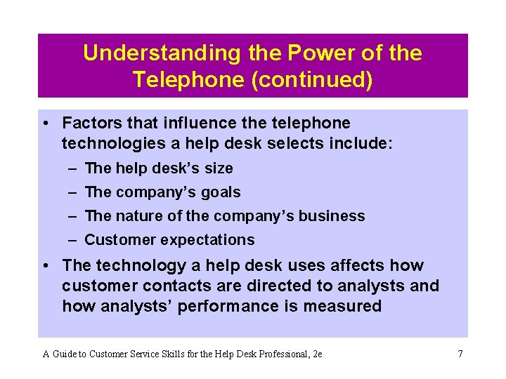 Chapter 3 Winning Telephone Skills A Guide to