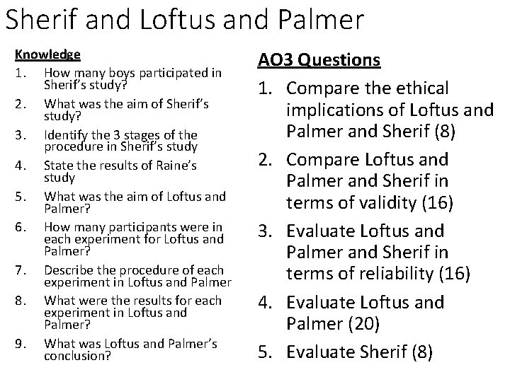 Watson and Rayner and Rosenhan Knowledge 1 What