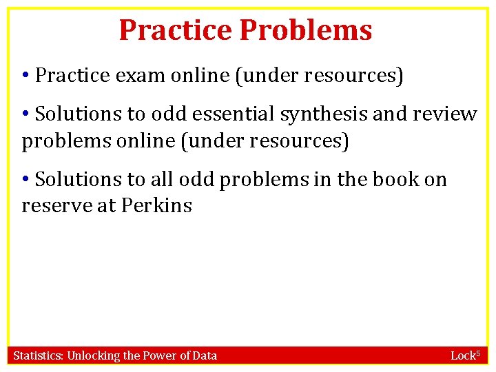 STAT 101 Dr Kari Lock Morgan Essential Synthesis