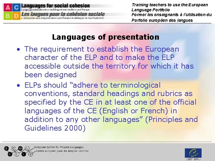 Training teachers to use the European Language Portfolio
