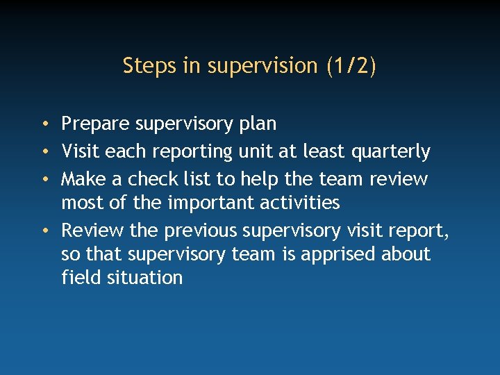 Monitoring supervision and quality control IDSP training module