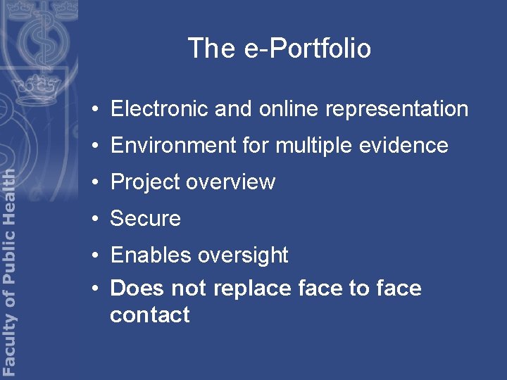 The FPH ePortfolio management system Russell Ampofo Head