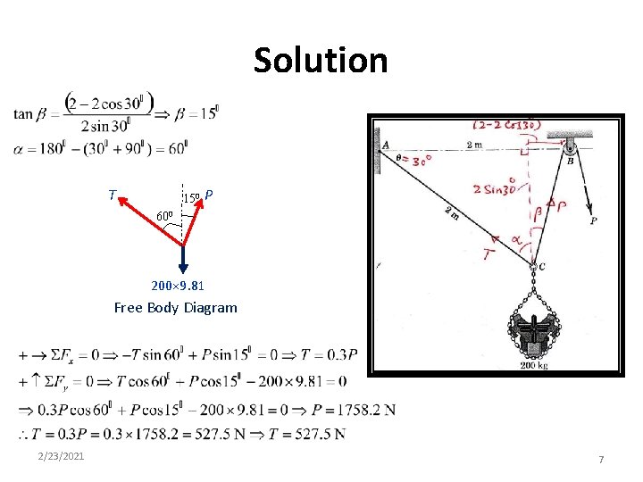 Examples on Equilibrium Problem1 Calculate the tension T
