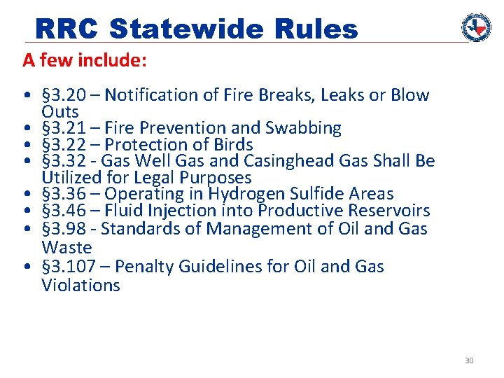 Railroad Commission of Texas Railroad Commission Statewide Rule