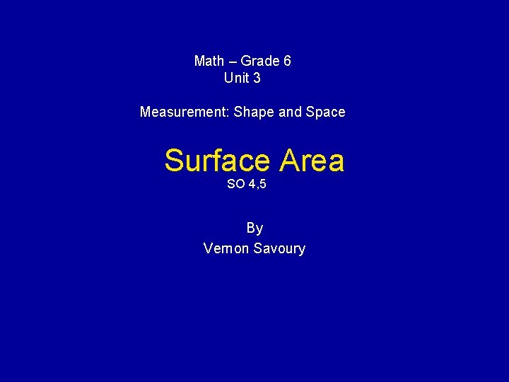 Math Grade 6 Unit 3 Measurement Shape and