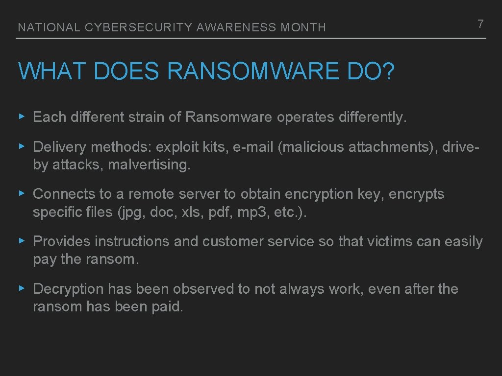 NATIONAL CYBERSECURITY AWARENESS MONTH RANSOMWARE WHAT IS IT