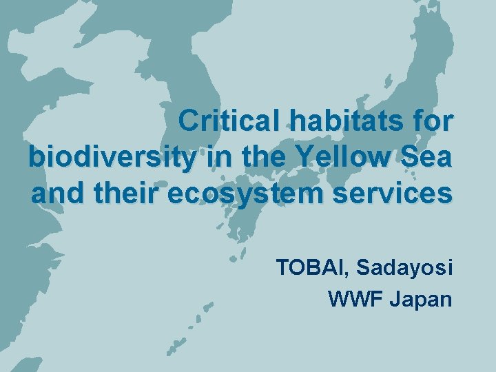 Critical habitats for biodiversity in the Yellow Sea